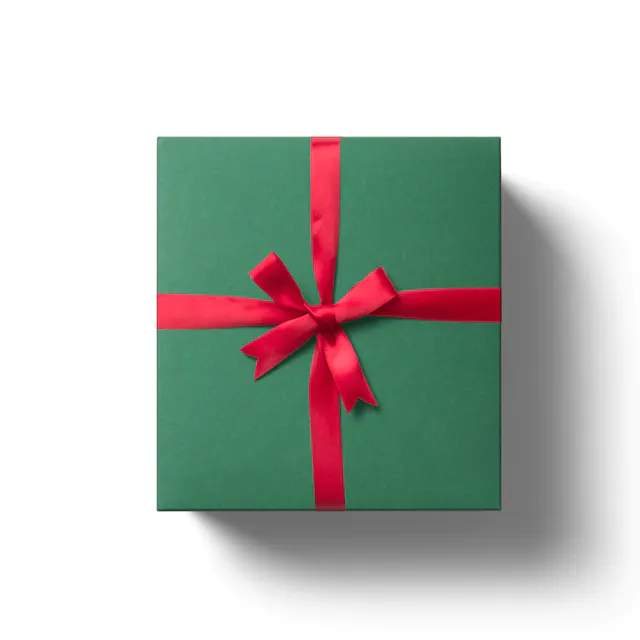 Green Box and Red Ribbon Mockup